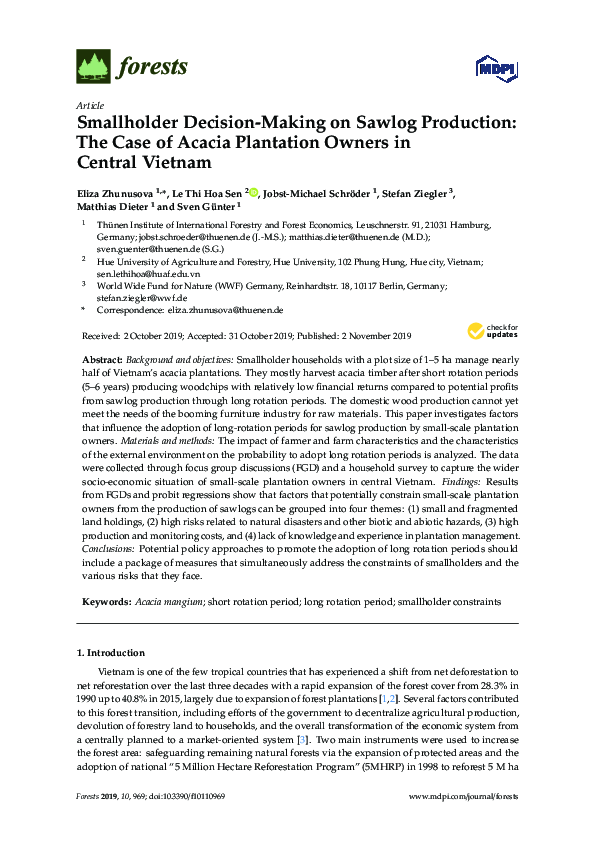 (PDF) Smallholder Decision-Making on Sawlog Production: The Case of ...