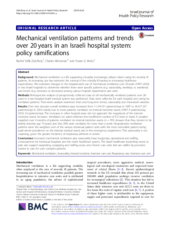 (PDF) Mechanical ventilation patterns and trends over 20 years in an ...