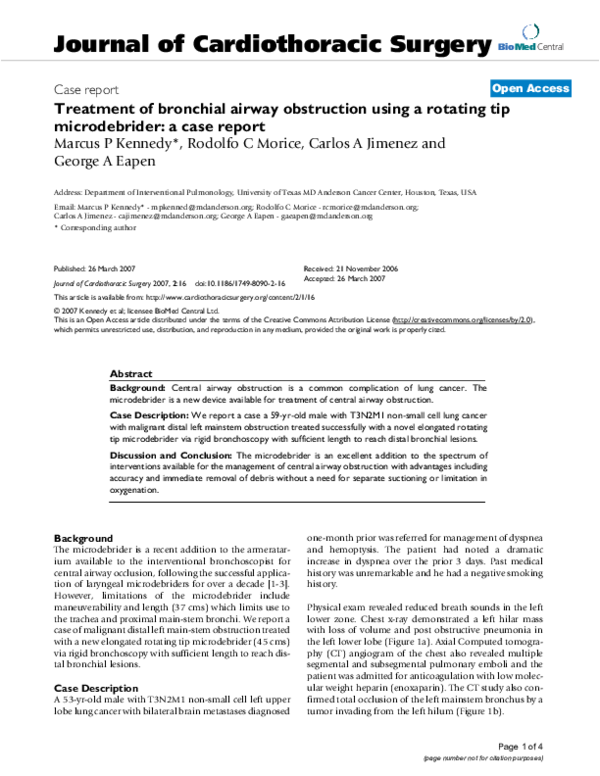(PDF) Treatment of bronchial airway obstruction using a rotating tip ...