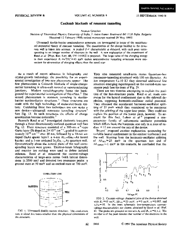 (PDF) Coulomb blockade of resonant tunneling