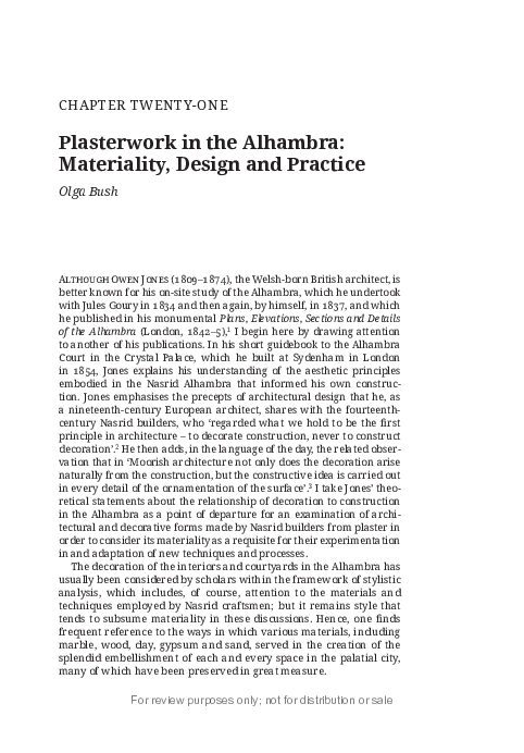 (PDF) Plasterwork in the Alhambra: Materiality, Design and Practice