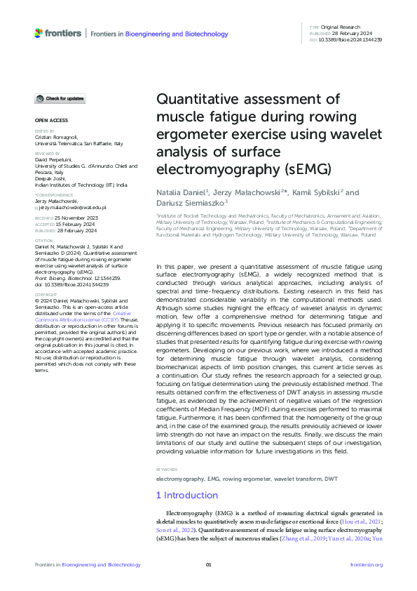 (PDF) Quantitative assessment of muscle fatigue during rowing ergometer exercise using wavelet ...