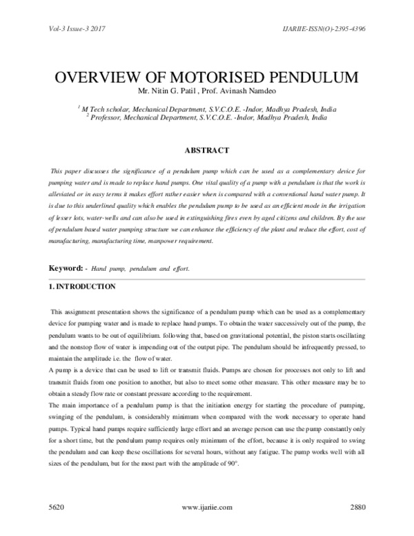 (PDF) Overview of Motorised Pendulum