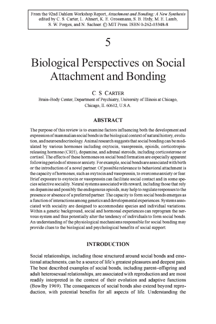 (PDF) Biological Perspectives on Social Attachment and Bonding