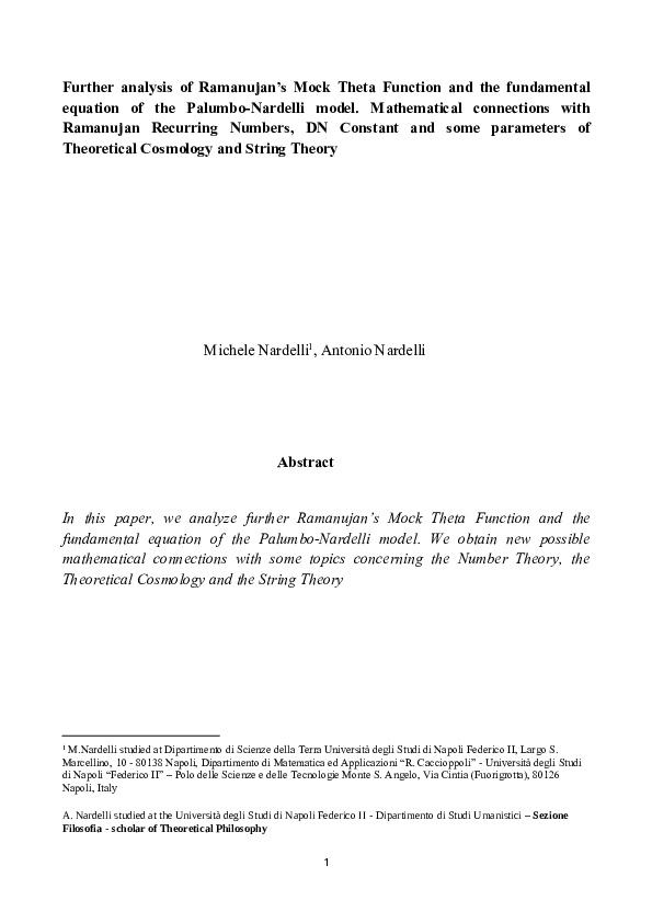 (PDF) Further analysis of Ramanujan's Mock Theta Function and the ...