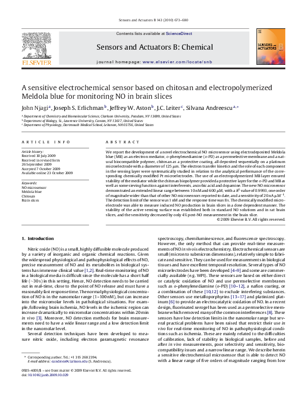 (PDF) A sensitive electrochemical sensor based on chitosan and ...