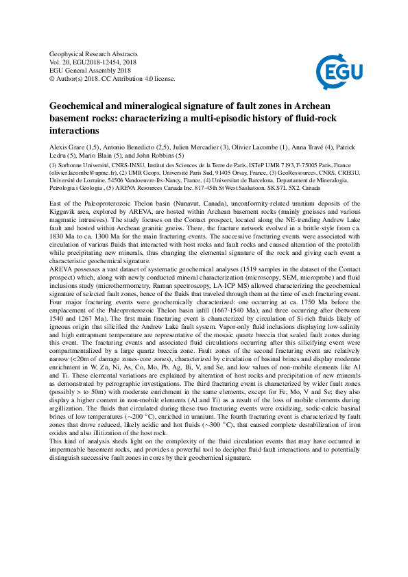 (PDF) Geochemical and mineralogical signature of fault zones in Archean ...