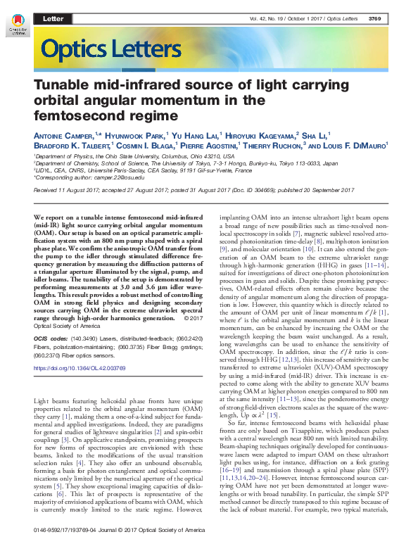 (PDF) Tunable mid-infrared source of light carrying orbital angular ...