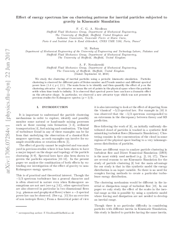 (PDF) Effect of gravity on clustering patterns and inertial particle attractors in kinematic ...