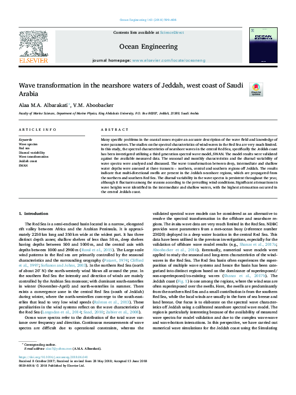 (PDF) Wave transformation in the nearshore waters of Jeddah, west coast ...