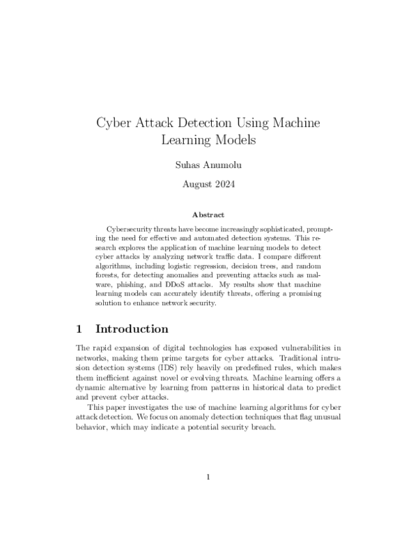 (PDF) Cyber Attack Detection Using Machine Learning Models
