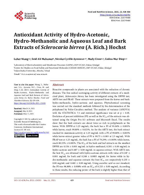(PDF) Antioxidant Activity of Hydro-Acetonic, Hydro-Methanolic and ...