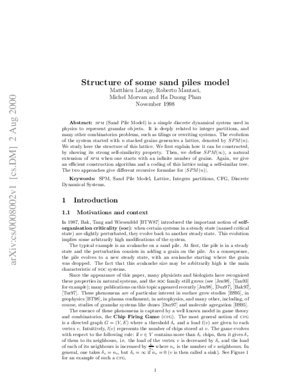 (PDF) Structure of some sand piles model
