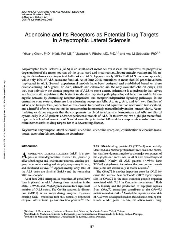 (PDF) Adenosine and Its Receptors as Potential Drug Targets in ...