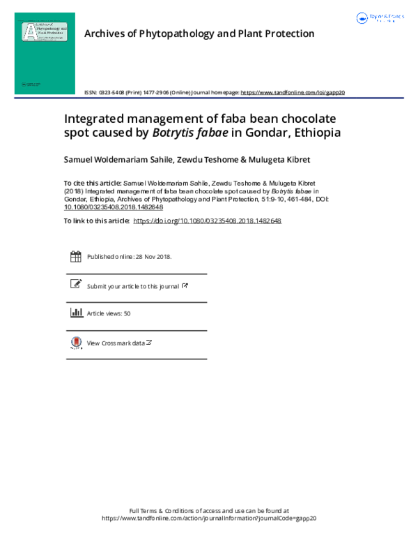(PDF) Integrated management of faba bean chocolate spot caused by ...