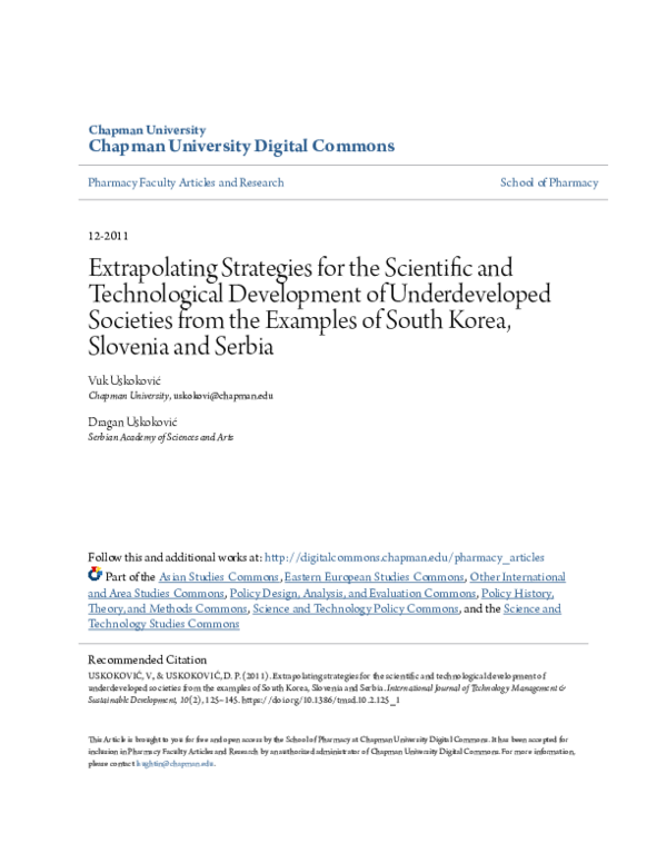 (PDF) Extrapolating strategies for the scientific and technological ...