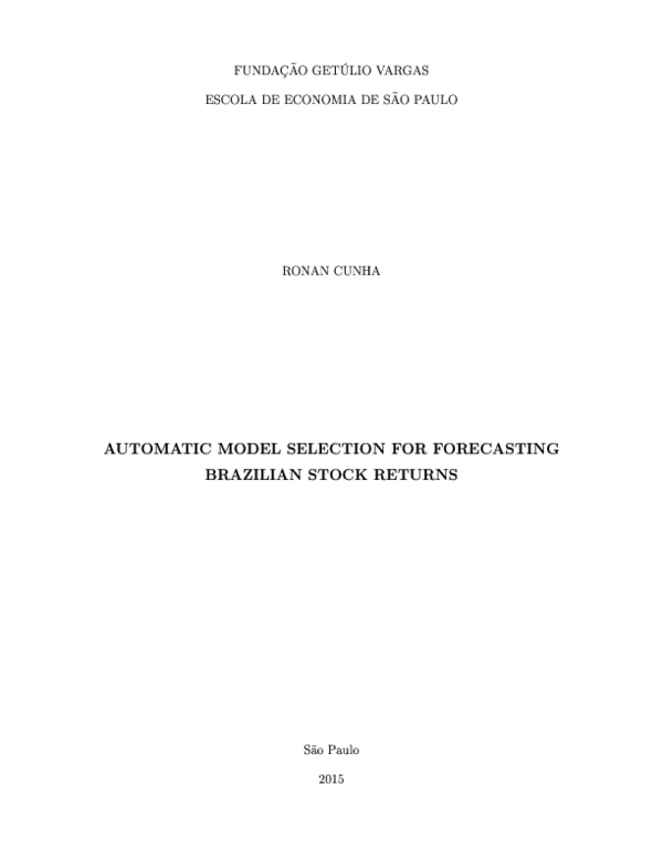 (PDF) Automatic model selection for forecasting brazilian stock returns