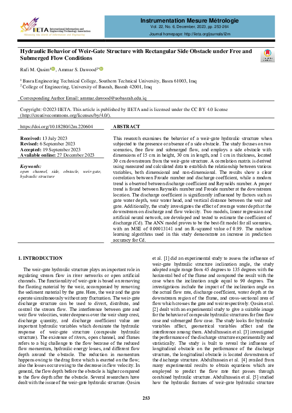 (PDF) Hydraulic Behavior of Weir-Gate Structure with Rectangular Side ...