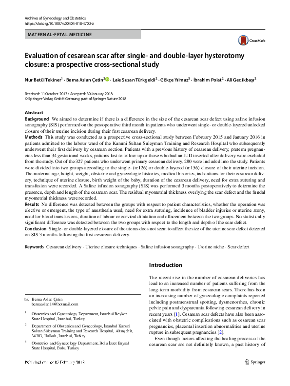 (PDF) Evaluation of cesarean scar after single- and double-layer ...