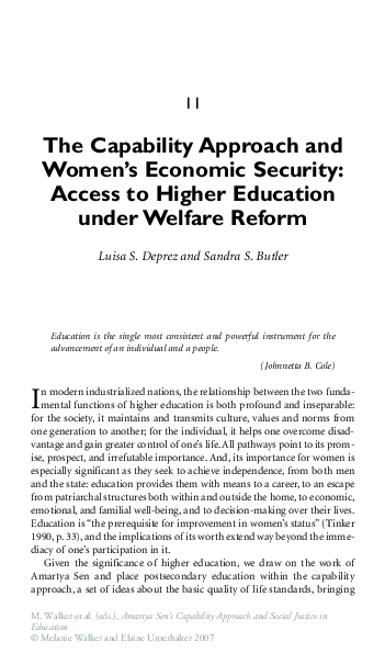 (PDF) The Capability Approach and Women’s Economic Security: Access to ...