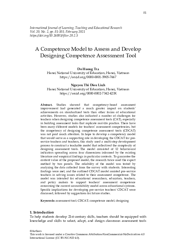 (PDF) A Competence Model to Assess and Develop Designing Competence ...