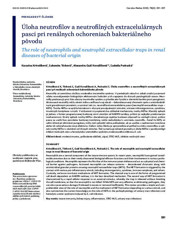(PDF) The role of neutrophils and neutrophil extracellular traps in renal diseases of bacterial ...