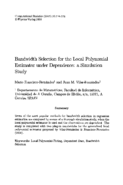 (PDF) Bandwidth selection for the local polynomial estimator under dependence: A simulation study