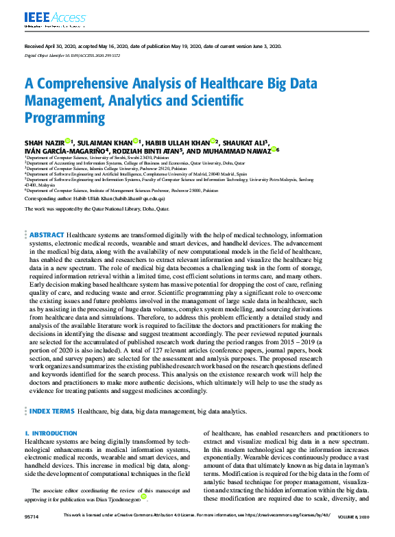 (PDF) A Comprehensive Analysis of Healthcare Big Data Management ...
