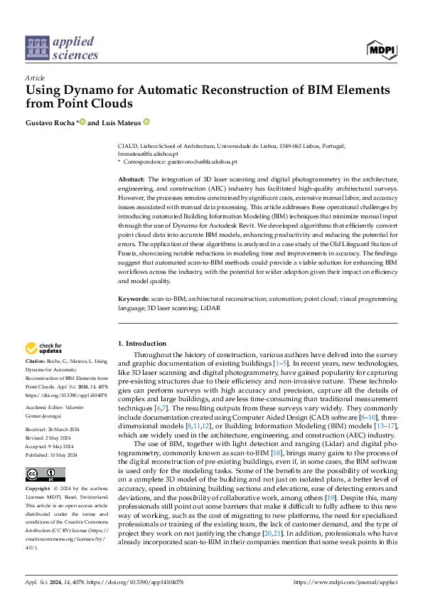 (PDF) Using Dynamo for Automatic Reconstruction of BIM Elements from Point Clouds