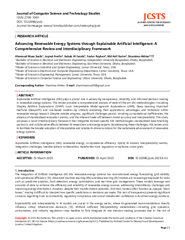 (PDF) Advancing Renewable Energy Systems through Explainable Artificial Intelligence: A ...