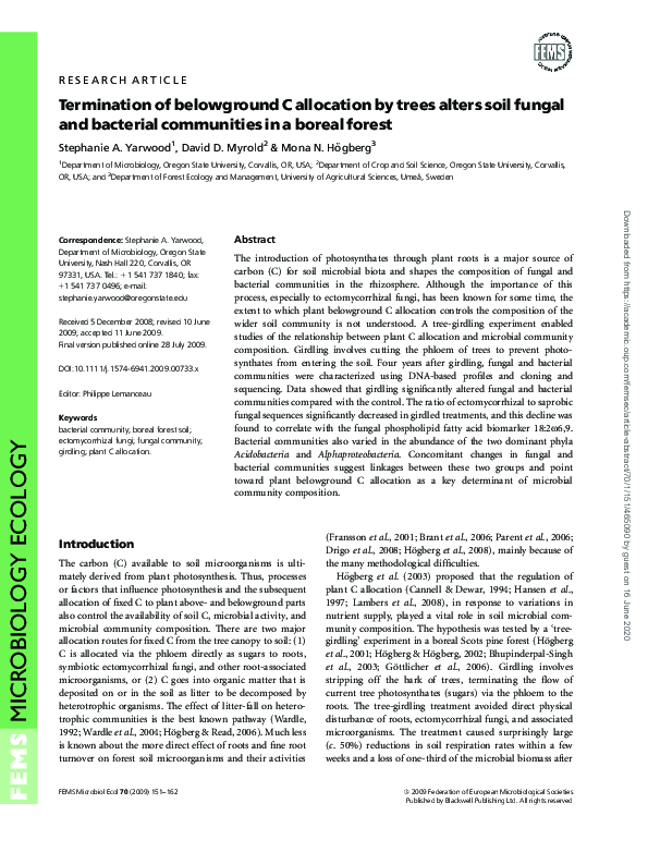 (PDF) Termination of belowground C allocation by trees alters soil ...