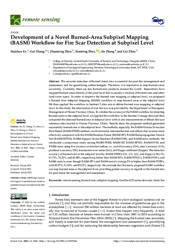 (PDF) Development of a Novel Burned-Area Subpixel Mapping (BASM) Workflow for Fire Scar ...