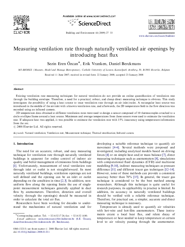 (PDF) Measuring ventilation rate through naturally ventilated air ...