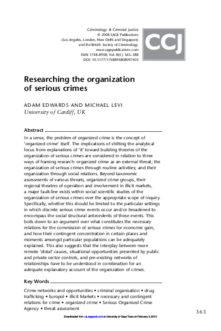 (PDF) Researching the organization of serious crimes