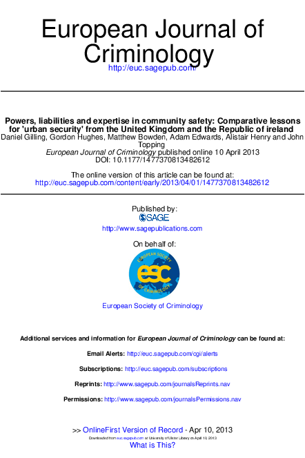 (PDF) European Journal of Criminology Topping for 'urban security' from ...