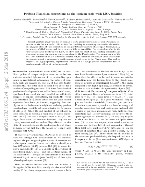 (PDF) Probing Planckian Corrections at the Horizon Scale with LISA Binaries