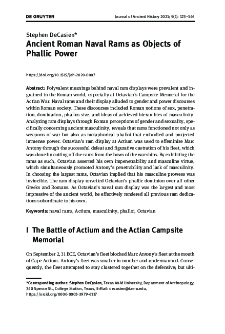 (PDF) Ancient Roman Naval Rams as Objects of Phallic Power
