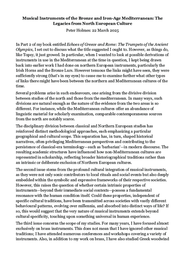 (PDF) Musical Instruments of the Bronze and Iron-Age Mediterranean: The ...