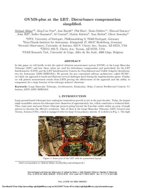 (PDF) OVMS-plus at the LBT: disturbance compensation simplified