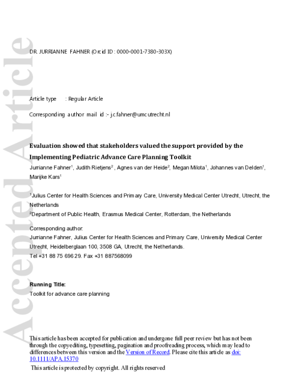(PDF) Evaluation showed that stakeholders valued the support provided ...