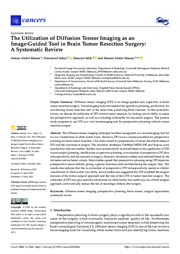 (PDF) The Utilization of Diffusion Tensor Imaging as an Image-Guided Tool in Brain Tumor ...