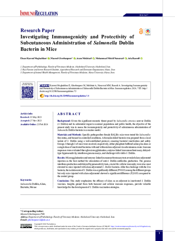 (PDF) Investigating Immunogenicity and Protectivity of Subcutaneous ...