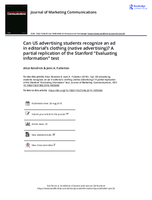 (PDF) Can US advertising students recognize an ad in editorial’s ...