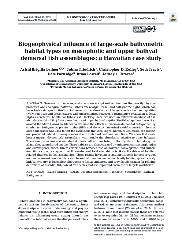 (PDF) Biogeophysical influence of large-scale bathymetric habitat types ...