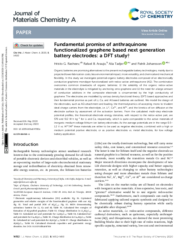 (PDF) Fundamental promise of anthraquinone functionalized graphene ...