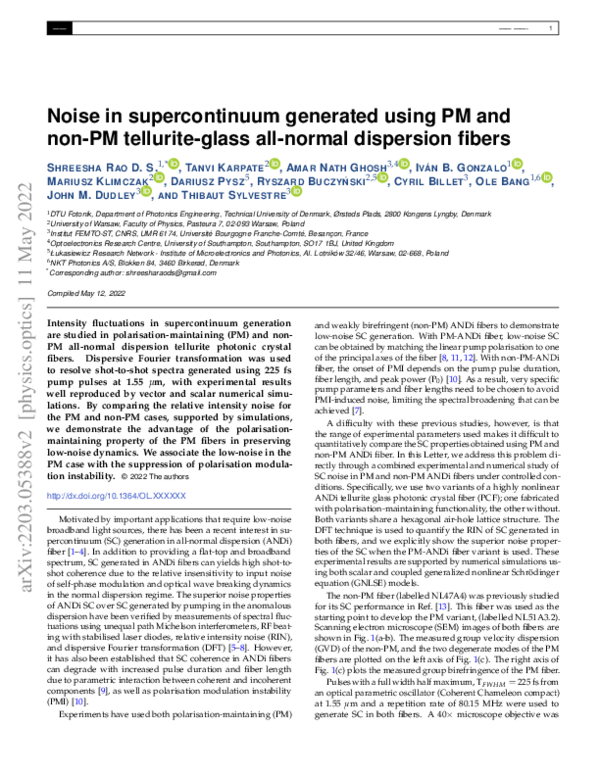 (PDF) Noise in supercontinuum generated using PM and non-PM tellurite glass all-normal ...
