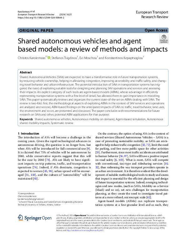 Pdf Shared Autonomous Vehicles And Agent Based Models A Review Of
