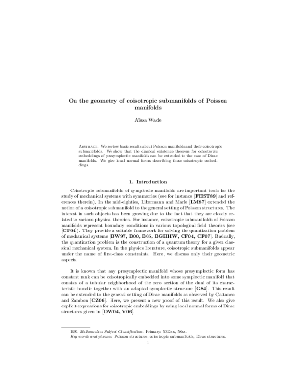 (PDF) On the geometry of coisotropic submanifolds of Poisson manifolds