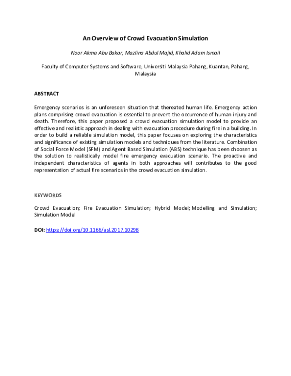 (PDF) An Overview of Crowd Evacuation Simulation