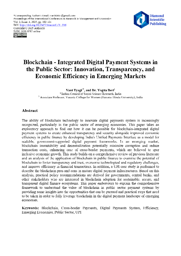 (PDF) Blockchain - Integrated Digital Payment Systems in the Public Sector